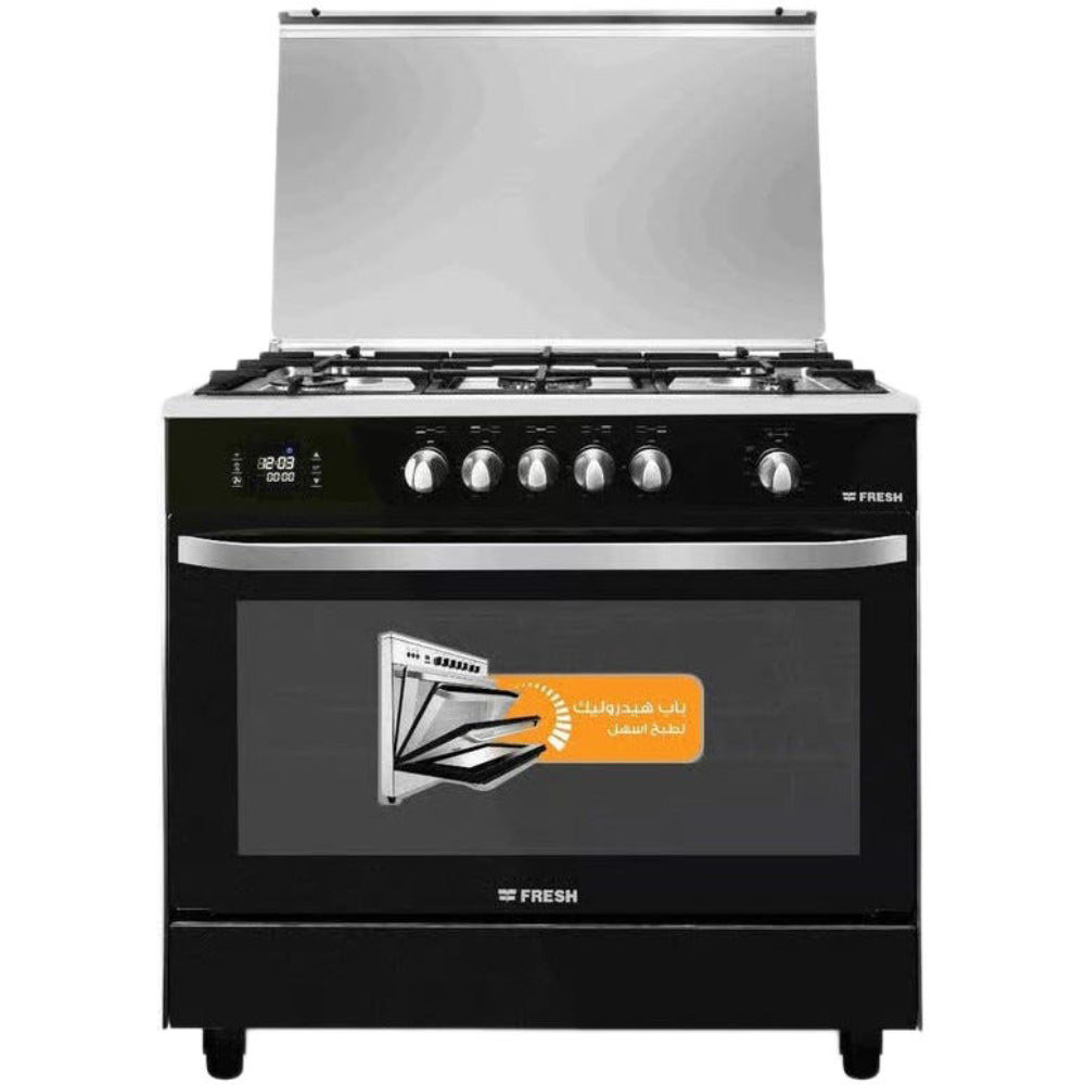 Fresh Cooker 90 Cm 5 Burners Black * Silver 16946. – Rizkalla